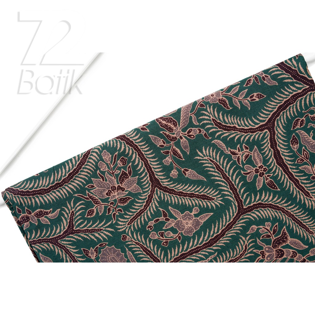 Jual KAIN BATIK PREMIUM Bahan Katun Motif Kembang Segaris Warna Hijau ...