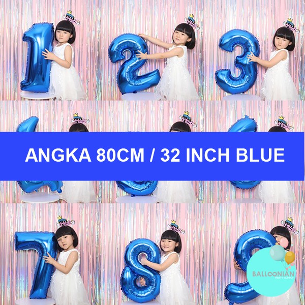 Jual Angka 80CM BIRU/Balon Foil Angka Besar/Jumbo | Shopee Indonesia