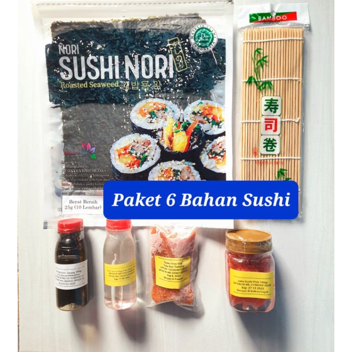 Jual Paket bahan sushi Tipe 6 nori sushi java sakao nori tobiko cuka ...