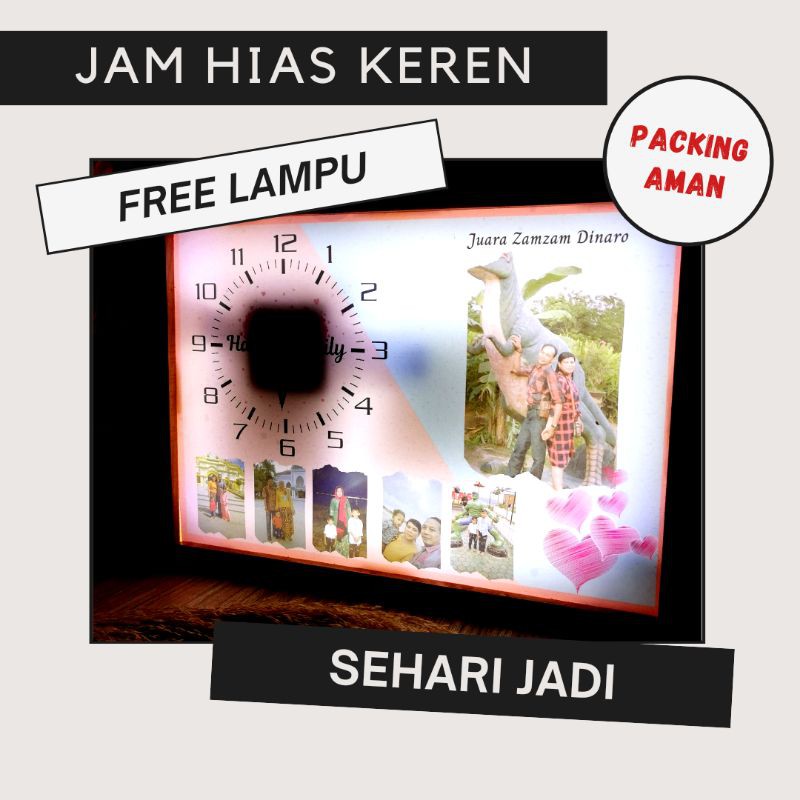 Jual [SEHARI JADI] Jual Lampu Hias Jam Custom Foto Kayu Unik Buat ...