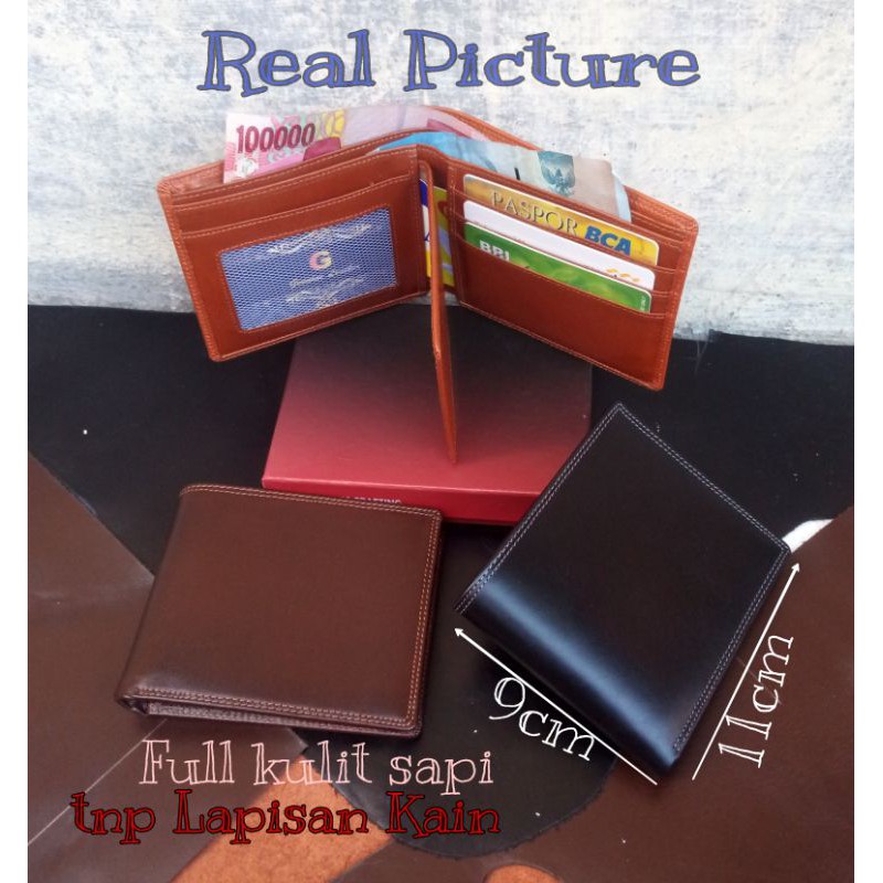 Jual Dompet kulit pria bifold polos (100% full kulit sapi tnp kain ...
