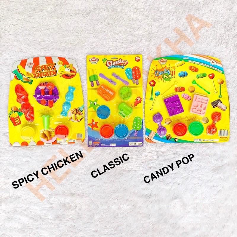 Jual MAINAN FUN DOH KARTON SET BESAR / FUNDOH SPICY CHICKEN CLASSIC CANDY POP POP! SI BULAN KOKI ...