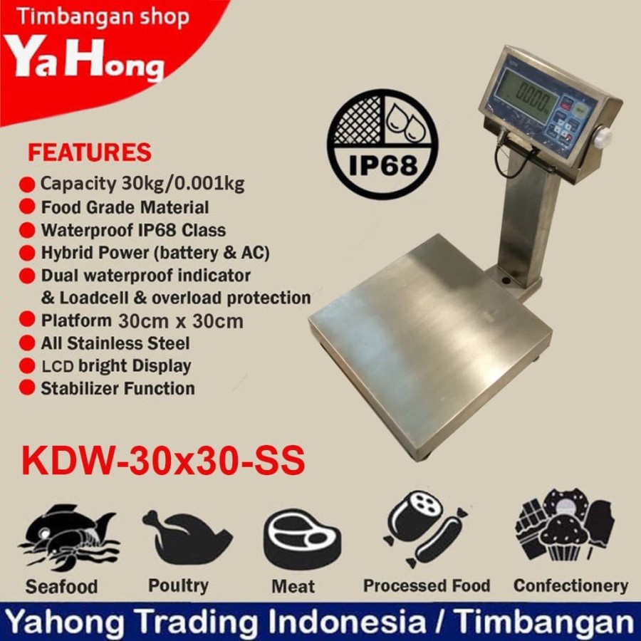 Jual Timbangan Barang Digital Full Stainless Steel 30kg 0.001kg Waterproof YHG | Shopee Indonesia
