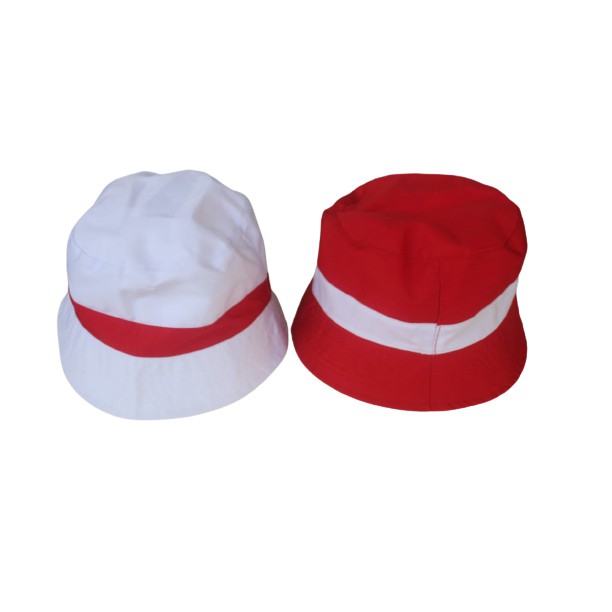 Jual topi bucket hat putih variasi merah topi bulat/merah variasi list ...