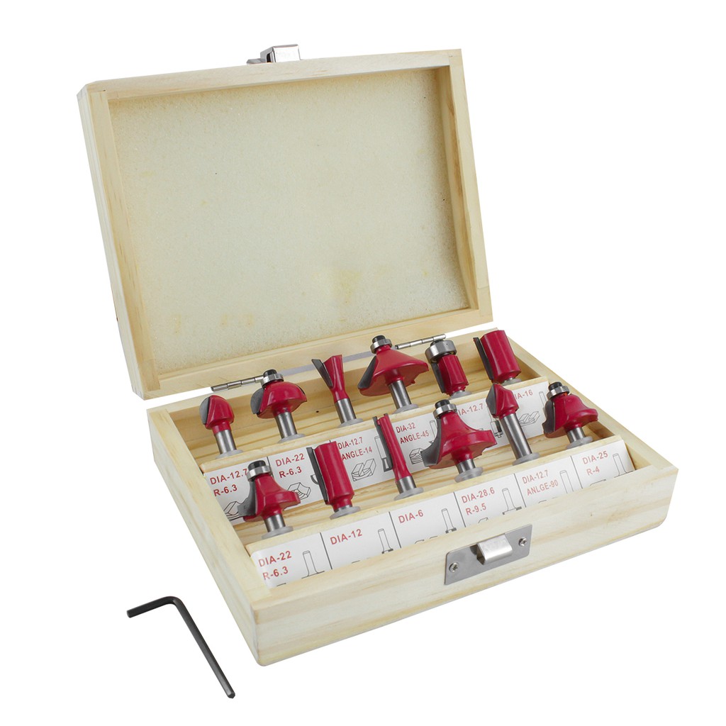 Jual Suksestech Router Bit Set 12 Pcs Mata Mesin Profil 1/4 Box Kayu ...