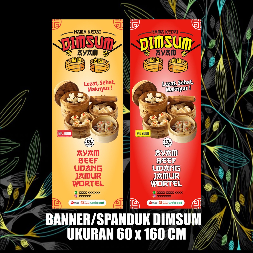 Jual SPANDUK DIMSUM / BANNER DIMSUM UKURAN 160 X 60 CM DAN UKURAN 120 X ...