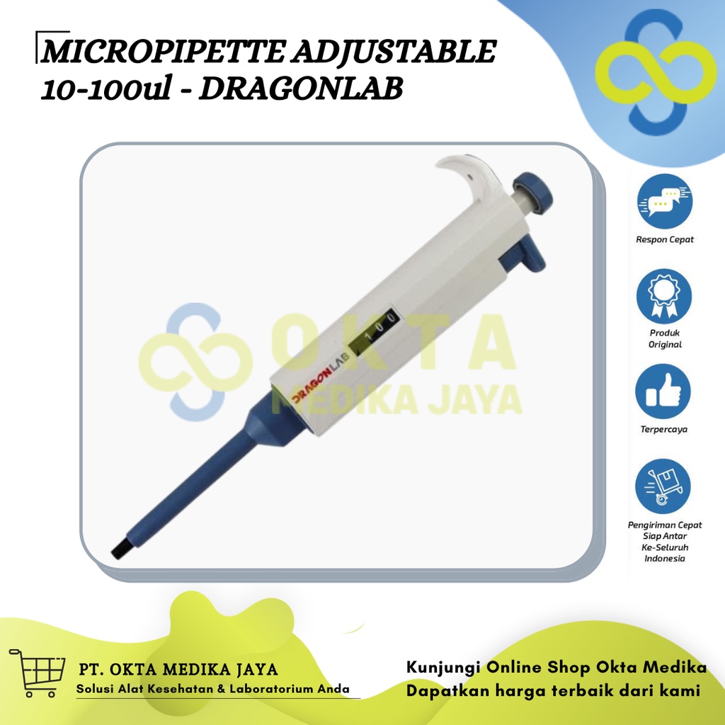 Jual MIKROPIPET / MICROPIPETTE ADJUSTABLE 10-100UL (DRAGONLAB) | Shopee Indonesia