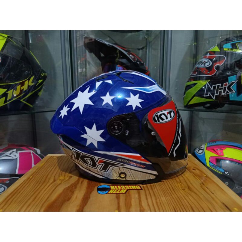 Jual HELM OPEN FACE KYT NFJ MOTIF BROK PARKES VISOR CLEAR | Shopee ...