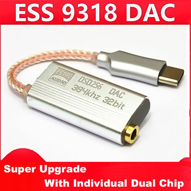 Jual ESS SABRE DAC ES9318 Type C to 3.5mm DSD256 600 ohm | Shopee Indonesia