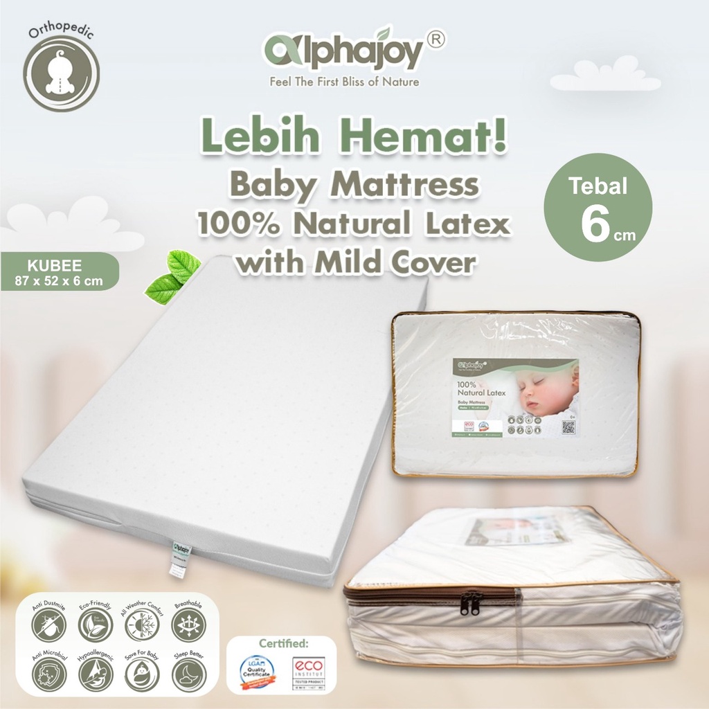 Jual Alphajoy KUBEE Baby Mattress with Mild Cover 100 % Natural Latex ...