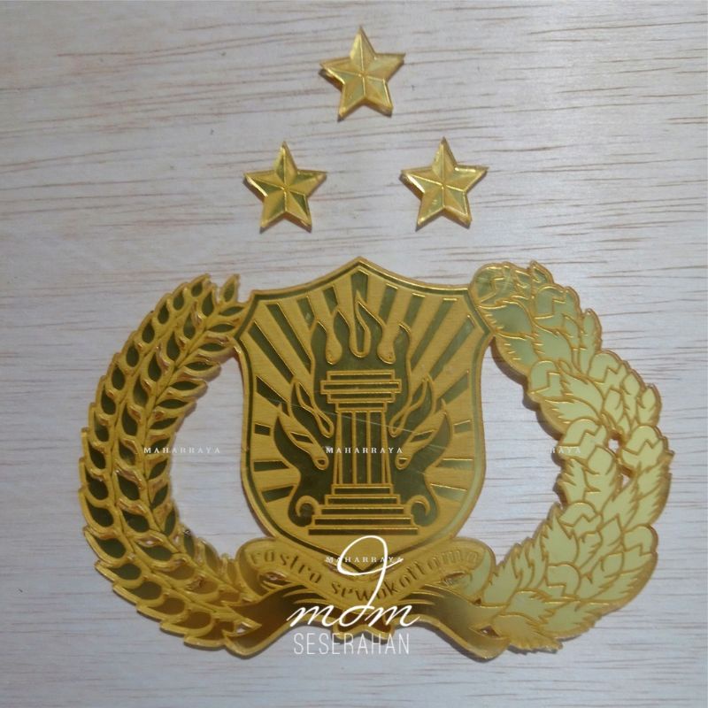 Jual Logo POLRI dari akrilik emas untuk dekorasi mahar dan seserahan ...