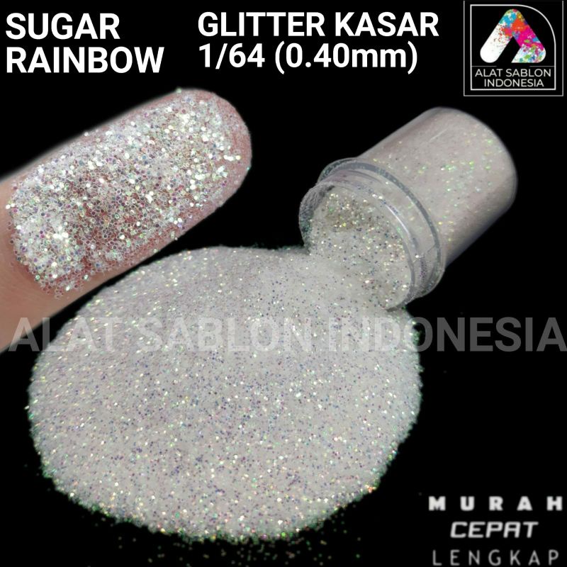 Jual SUGAR PUTIH RAINBOW GLITTER KASAR BUBUK GLITER 50GR 1/64 | Shopee ...
