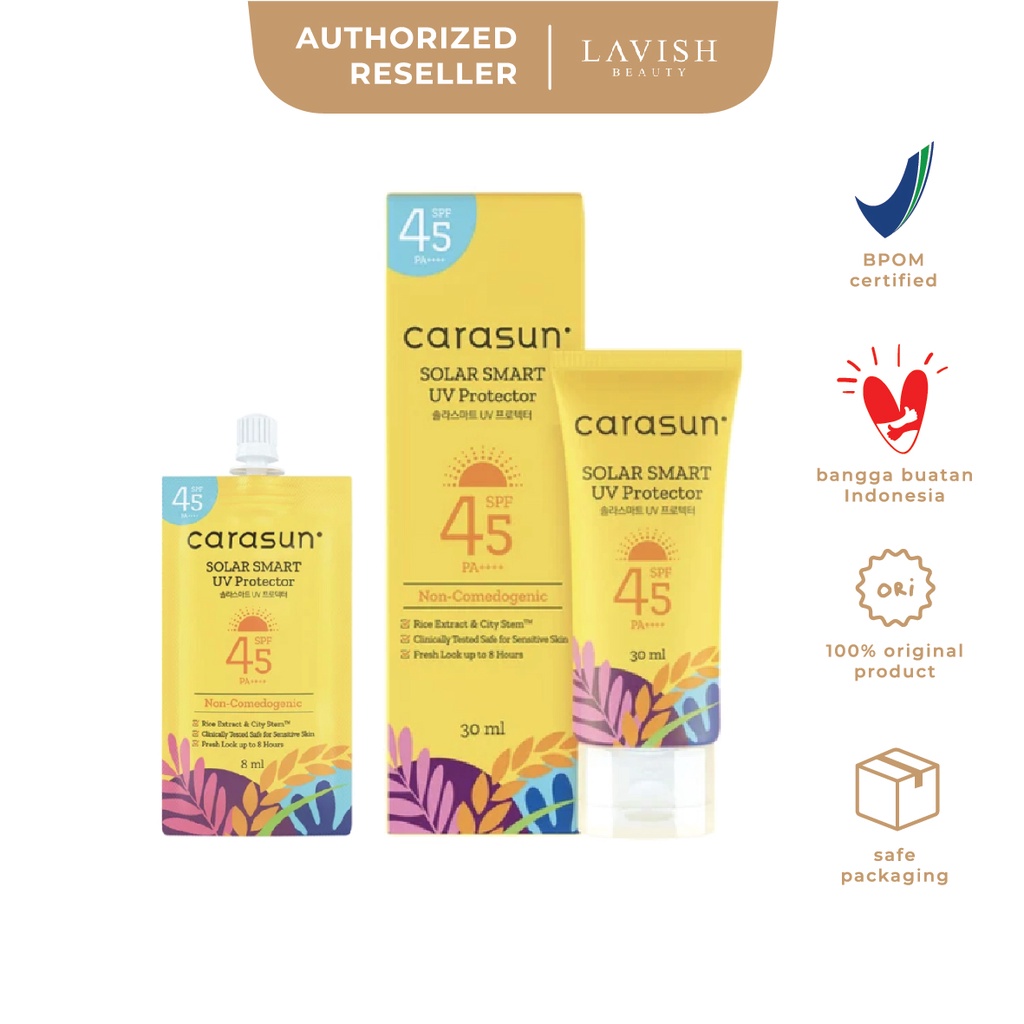 Jual (EXP JULI 2025) CARASUN Solar Smart UV Protector SPF 45 PA++++ (8ml // 30ml) | Shopee Indonesia