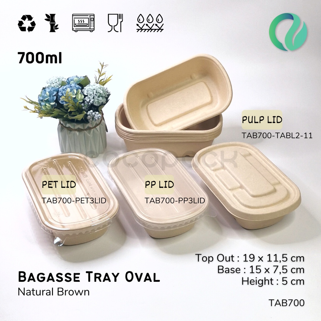 Jual Bagasse Oval 700ml Natural Brown Tutup PET/PP 10 PCS | Shopee Indonesia