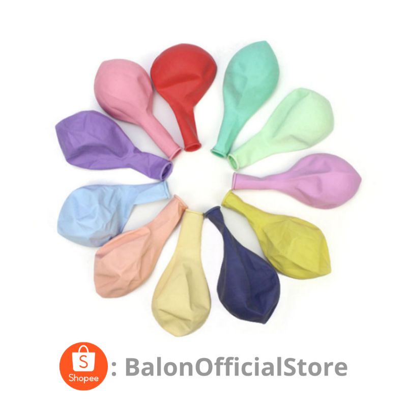 Jual Balon Latex Macaron / Pastel Tebal ukuran 12 " inci Polos karet ...