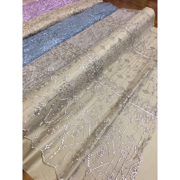 Jual Tile Bahan Kebaya Premium Etnik Bordir Aphrodite Warna Cokelat ...