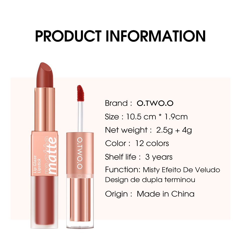 Jual 【BELI 2 BAYAR 99K】O.TWO.O Lipstick Intense Color Dual-Stick 2 In 1 ...