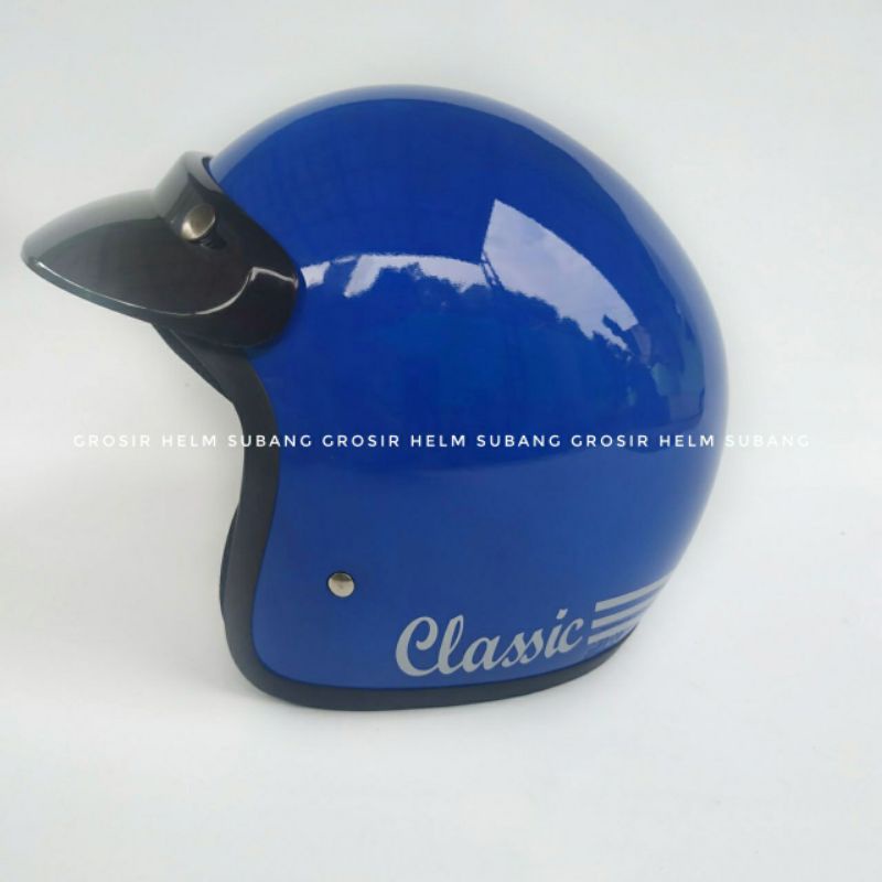 Jual HELM BOGO DEWASA RETRO CLASSIC GARIS SNI WARNA BIRU TUA PET PENDEK ...