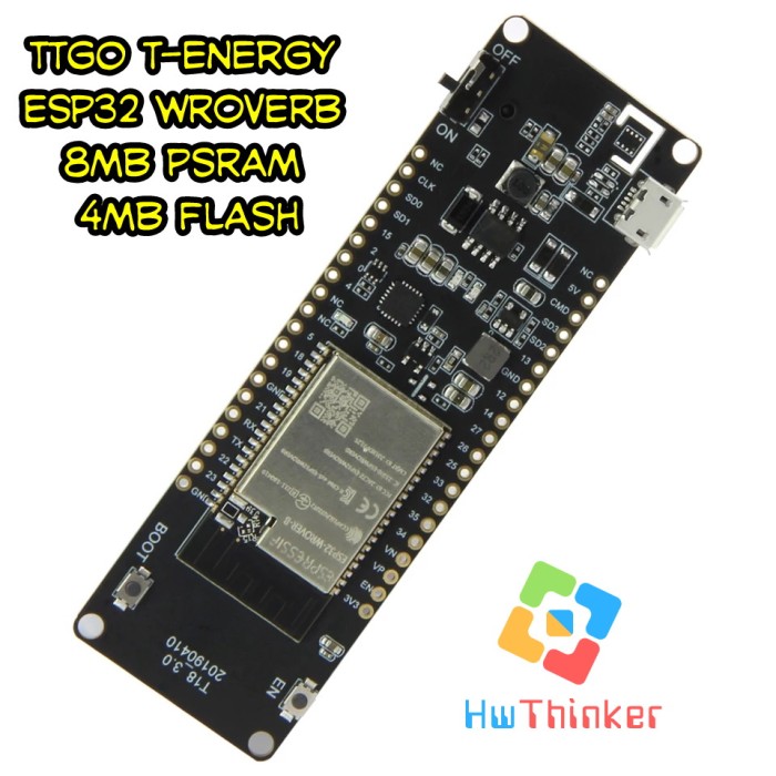 Jual TTGO T-Energy ESP32 ESP32-WROVER-B Board with 4MB Flash 8MB PSRAM Holder baterai 18650 ...