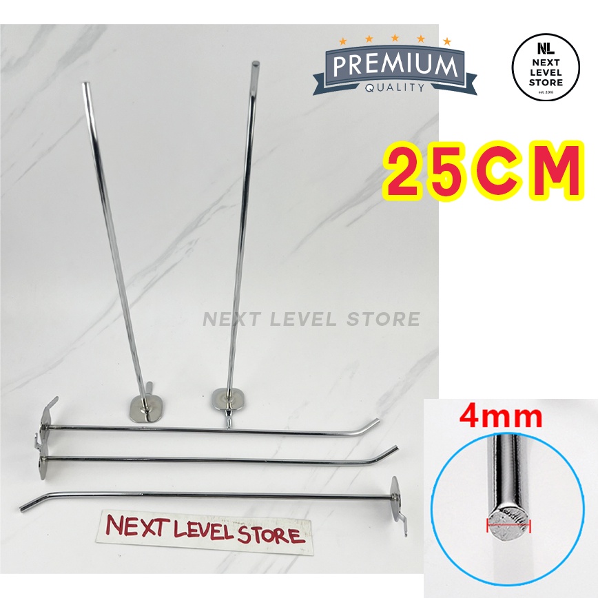 Jual Single Hole Hook 5 10 15 20 25 CM Chrome Stainless Ram Papan ...