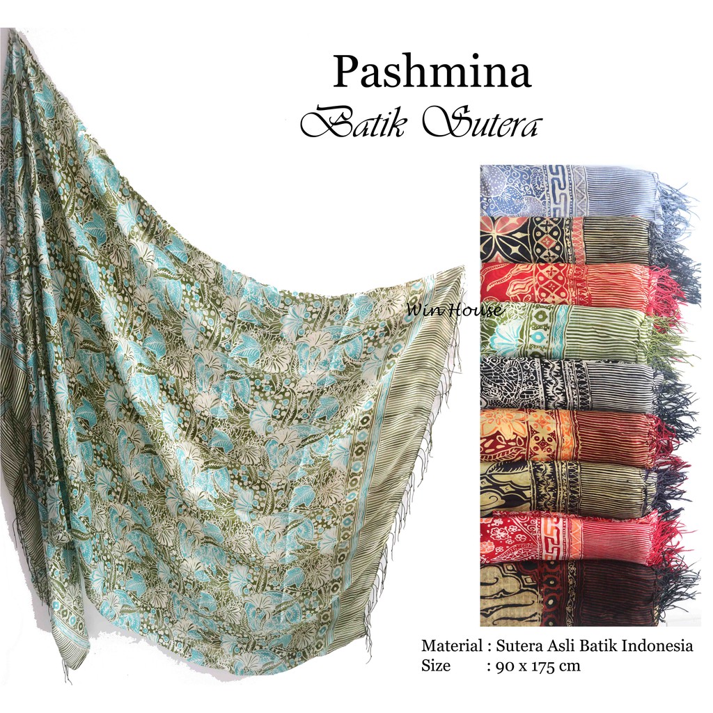 Jual 10 pcs Exclusive Pashmina Batik Sutera Sutra Premium Scarf Syal ...