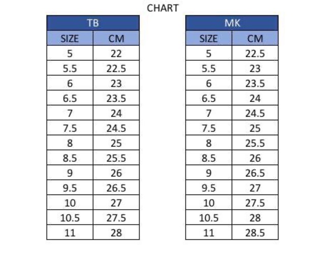 Size chart sepatu michael kors store