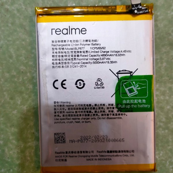 Jual baterai realme c31 original copotan baterai blp877 original ...