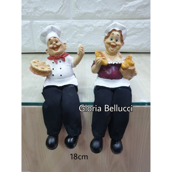 Jual patung pajangan koki tepi pizza roti restoran chef pelayan ...