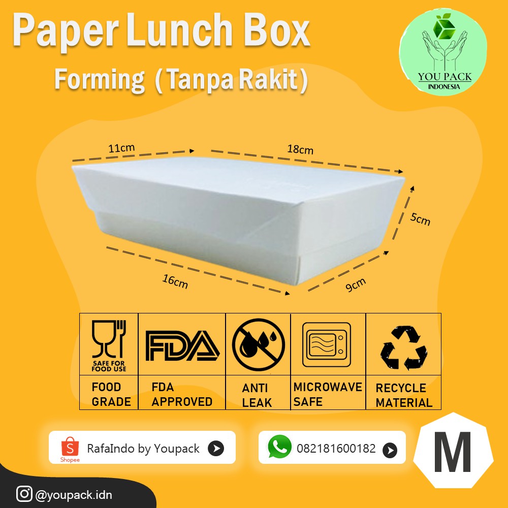 Jual PAPER LUNCH BOX M FOOD GRADE IVORY PAPER / PAPER TAKE AWAY BOX ...
