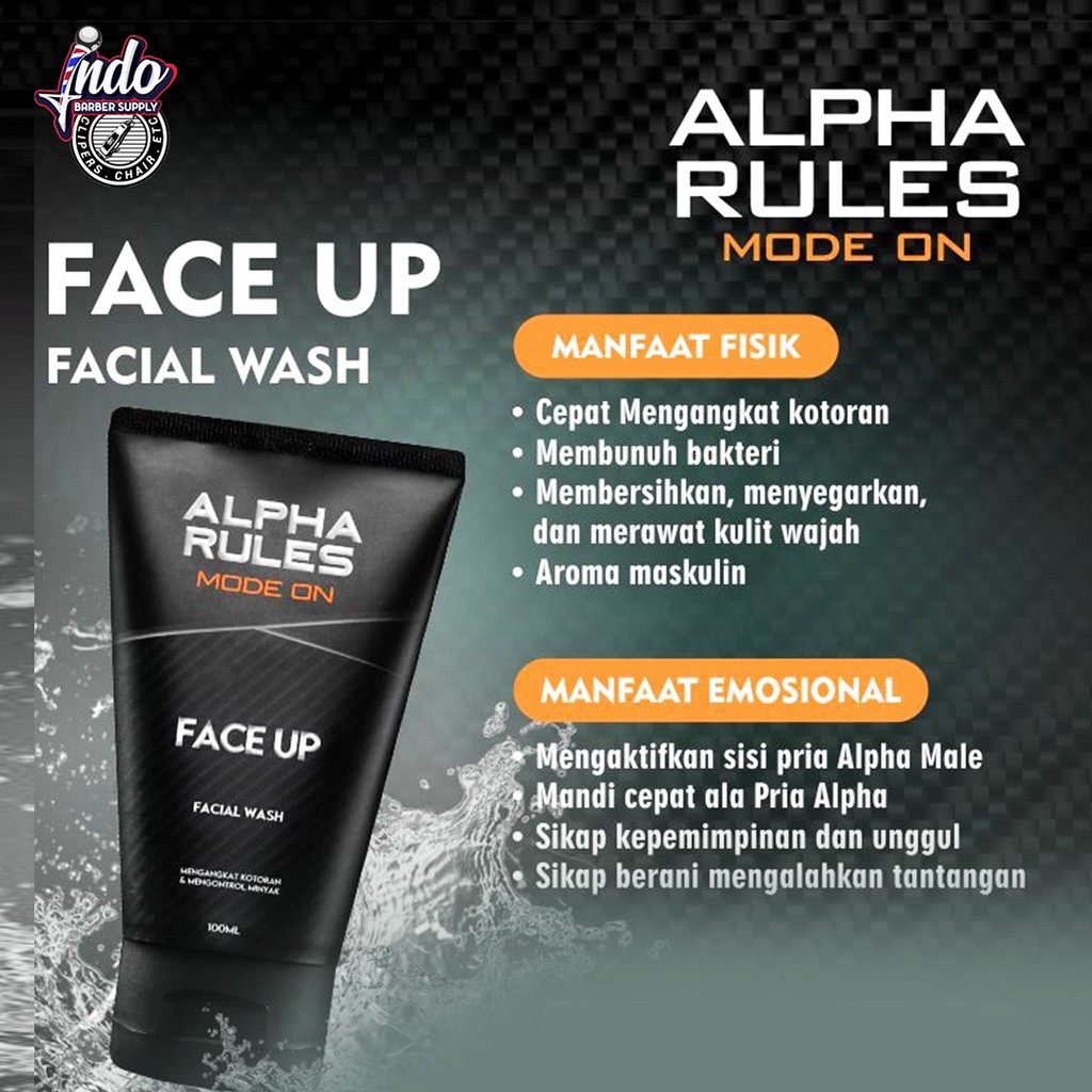 Jual Alpharules Face Up 100 ml BPOM Facial Wash Male Cleaner Alpha ...
