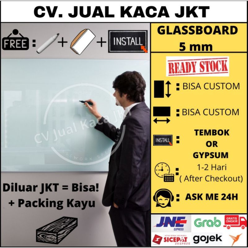 Jual Glassboard 100x150 - Papan Tulis Kaca 100x150 - Glass Board Termurah | Shopee Indonesia