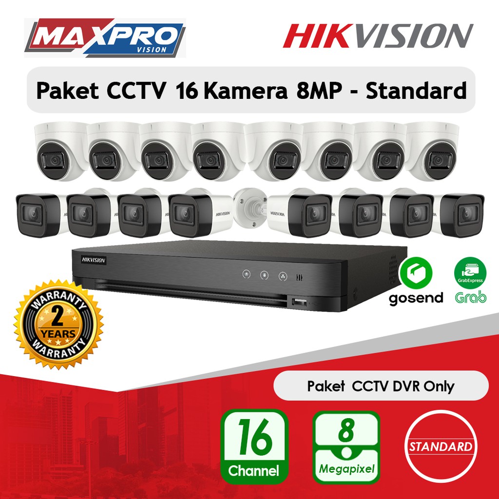Jual PAKET CCTV 16 CAMERA 8MP STANDARD HIKVISION - CCTV DVR ONLY | Shopee Indonesia