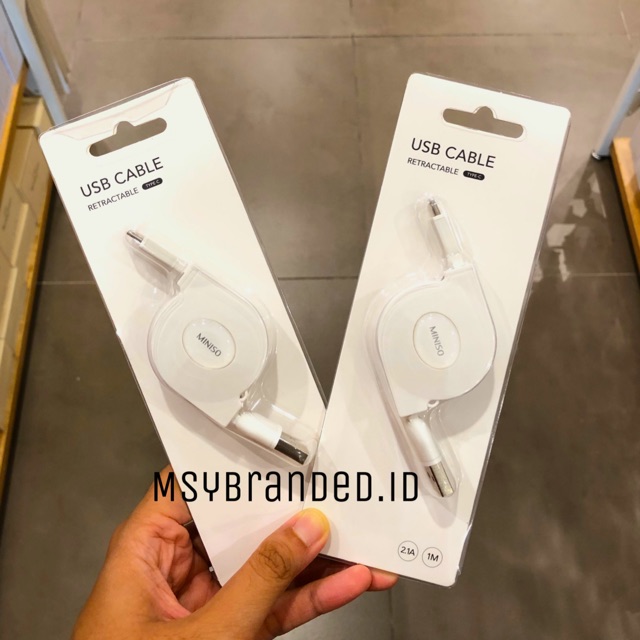 Jual USB CABLE RETRACTABLE TYPE C CHARGING CABLE MINISO WHITE | Shopee ...
