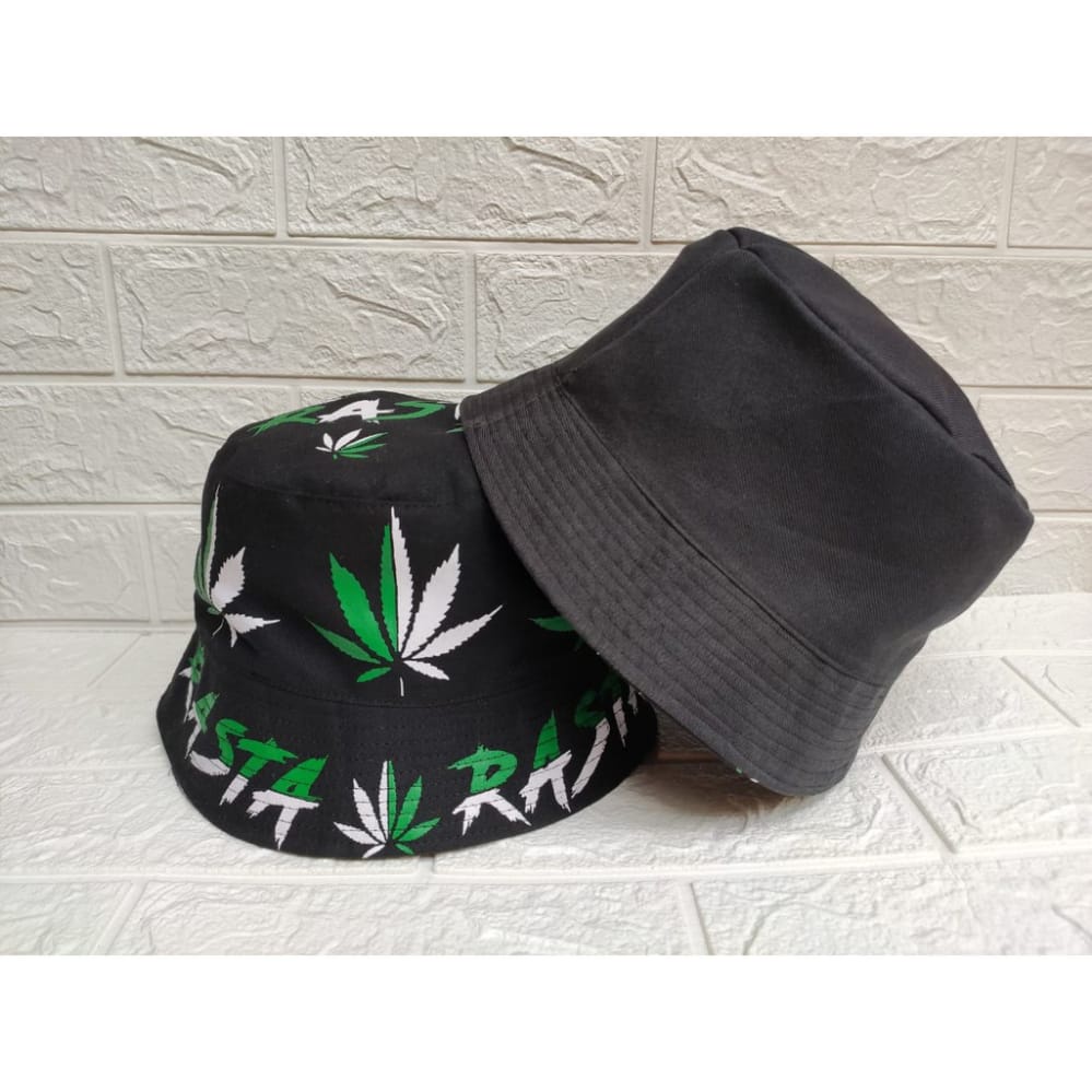 Jual Topi Bucket Gambar Sablon Daun Rasta/Topi Daun Rasta/Topi Casual ...