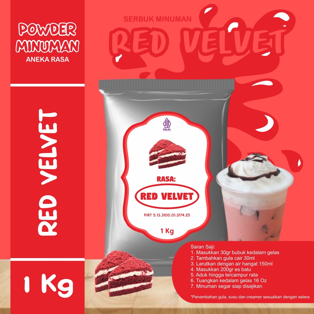 Jual Bubuk Serbuk Minuman 1kg Rasa Red Velvet Bubuk Minuman Kekinian ...