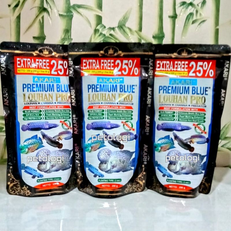 Jual Akari Premium Blue Yellow Red Maxi Louhan Pro 250 gram, Pelet Ikan ...