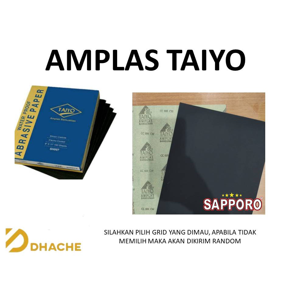 Jual AMPLAS CAT SEMPROT SAPPORO KERTAS LEMBARAN TAIYO ANTI AIR GRID 600 ...