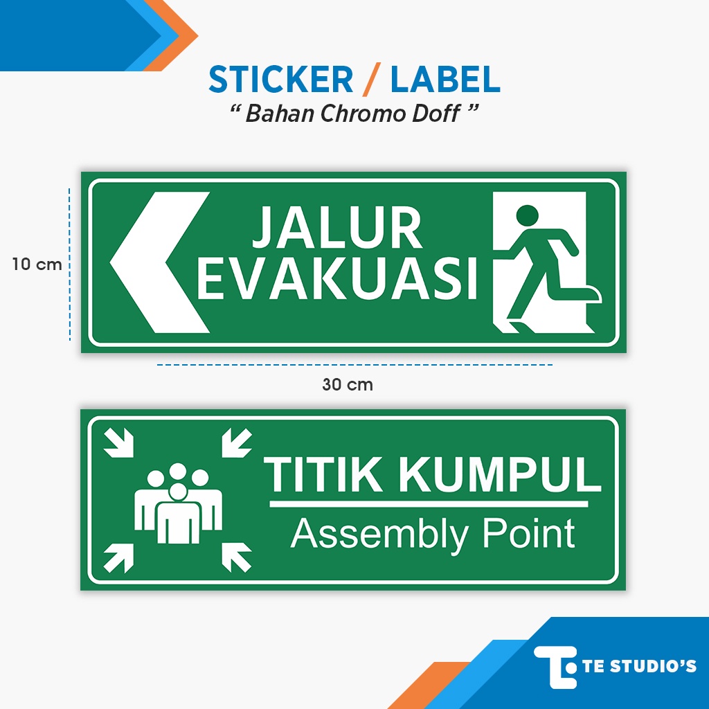 Jual Stiker Jalur Evakuasi Rambu Tanda Sign Titik Kumpul Label Sticker Assembly Point K3 Safety ...