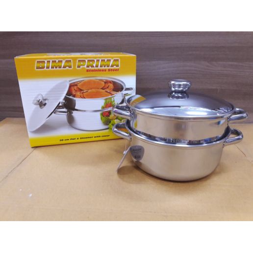 Jual kitchen BIMA Panci Stainless steel Prima Pot & Steamer 20cm ...