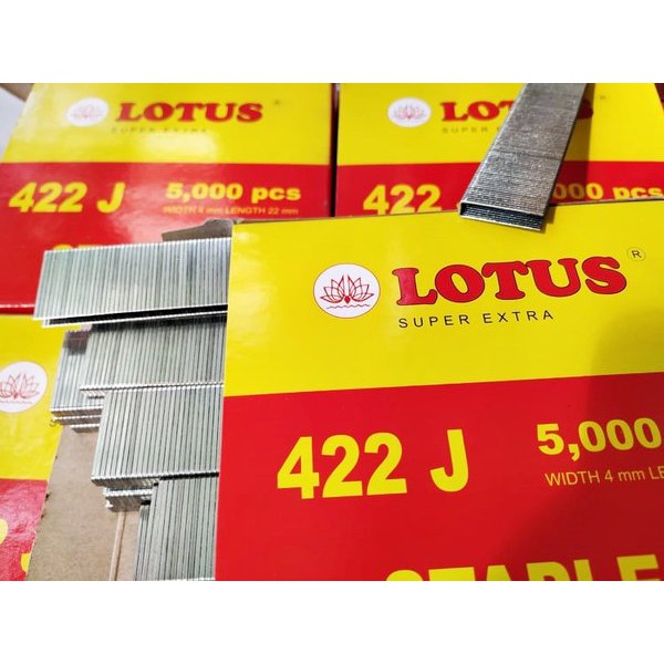 Jual LOTUS isi staples mesin paku tembak 422J refill staples kaki 22mm ...