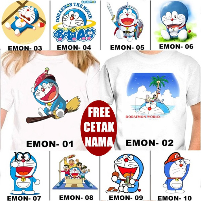 Jual Baju Kaos Couple Anak Dan Dewasa / Doraemon Banyak Motif / Free ...