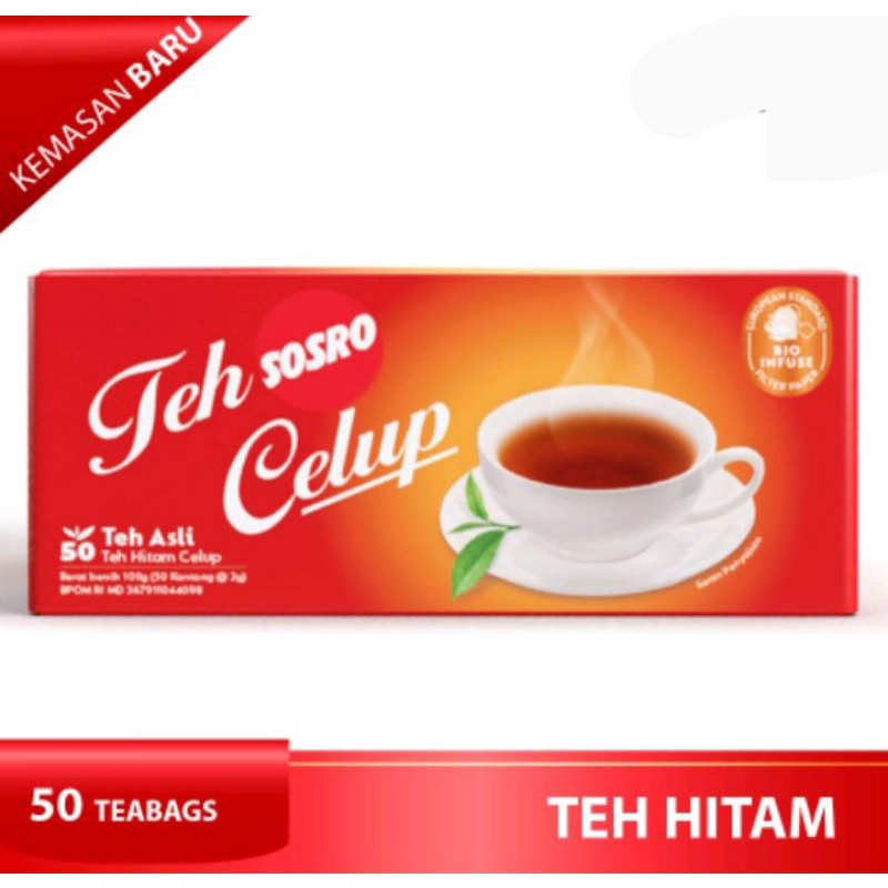 Jual Teh Celup Sosro Teh Hitam 15's / 30's / 50's - 2 in 1 Gula ...