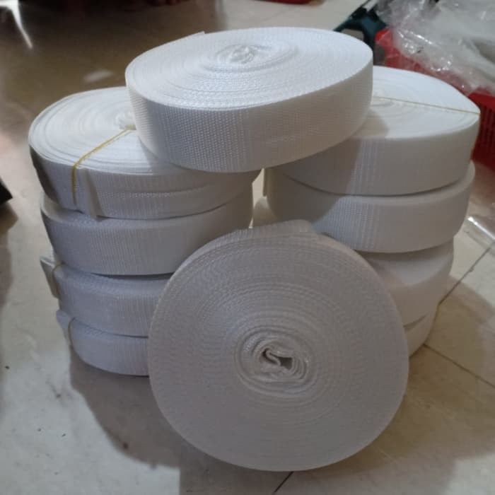 Jual webing PUTIH 3.8cm x 25 yard tali bisban Tali Tas Tali Bisban Tali ...