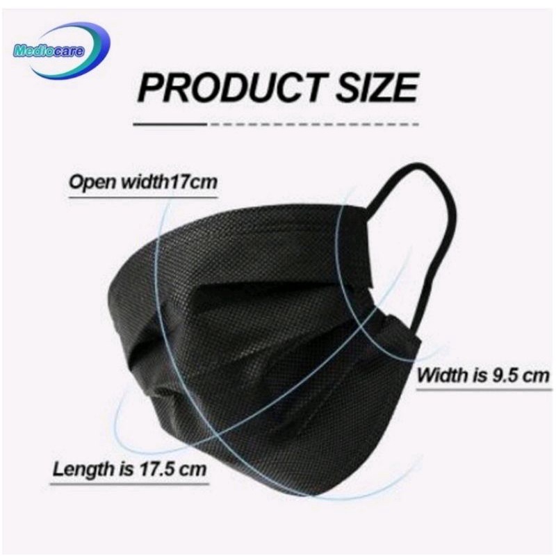 Jual Masker Hitam ISI 50PCS /1BOX Dispossable Masker 3 PLY Earloop (BDL ...