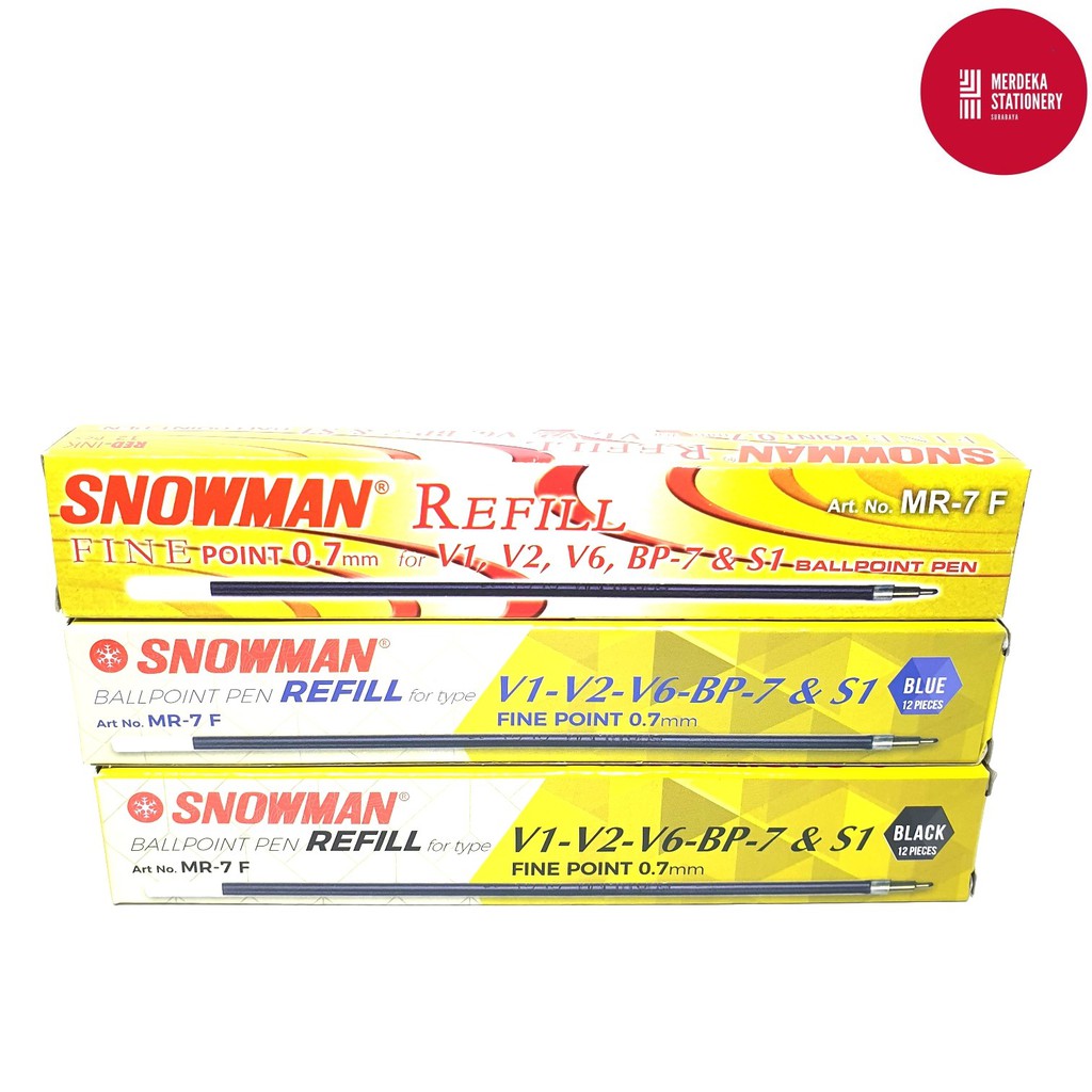 Jual (ISI 12)Refill/Isi/Tinta Pulpen/Bolpen Snowman V1,V2,V6,BP-7,S1 ...