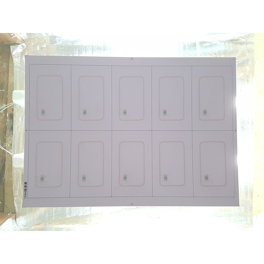 Jual inlay mifare 13,56MHz smartcard proximity 12,5 khz 1 lembar a4 isi 10 kartu tebal 0,45mm ...