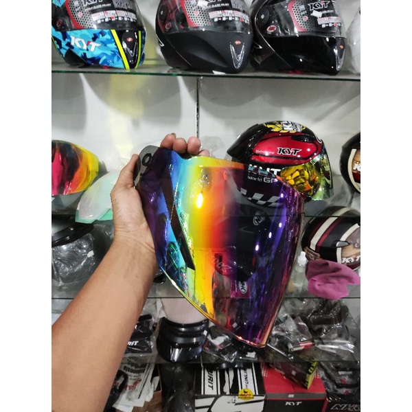Jual kaca helm visor flat venom open snail rainbow ungu puple/sudah pnp ...