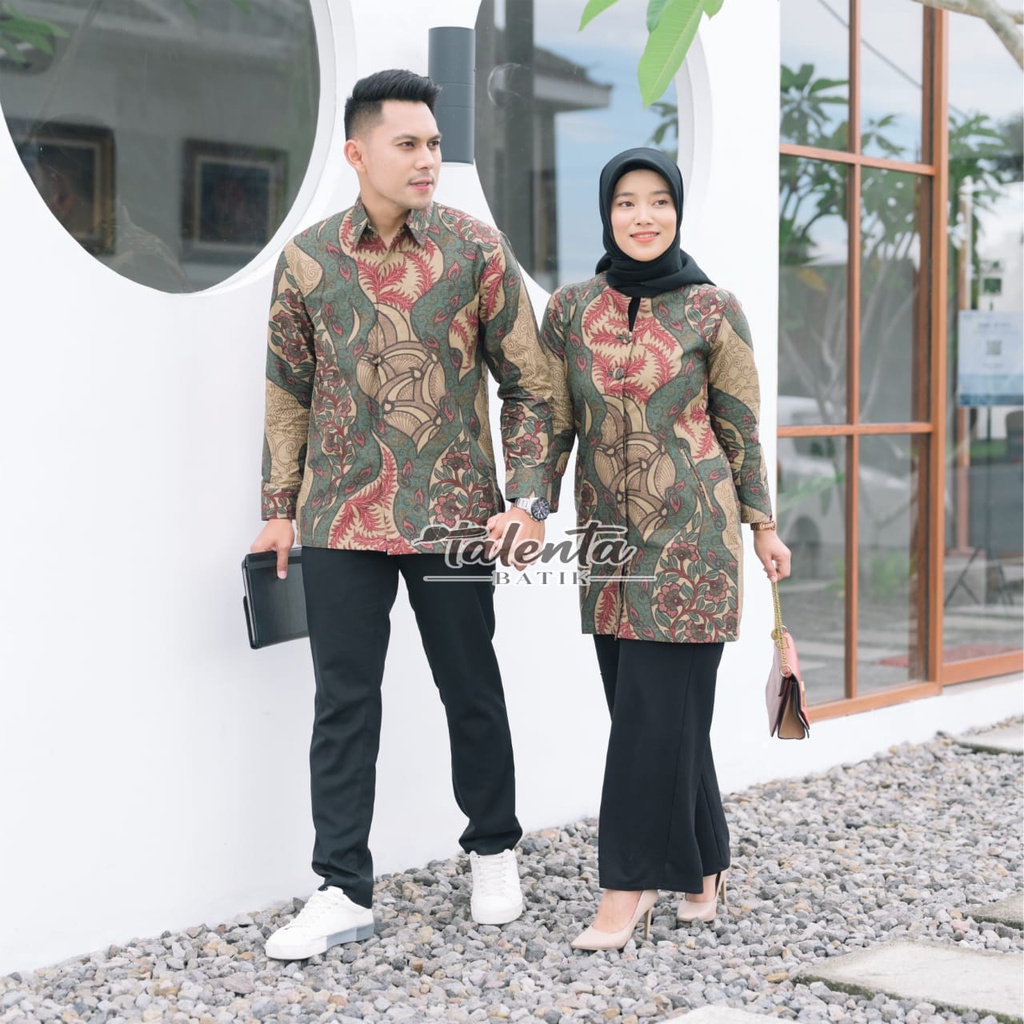 Jual Kemeja Batik Couple | Kemeja Batik Premium | Atasan Batik Couple Ruflle | Kemeja Batik ...