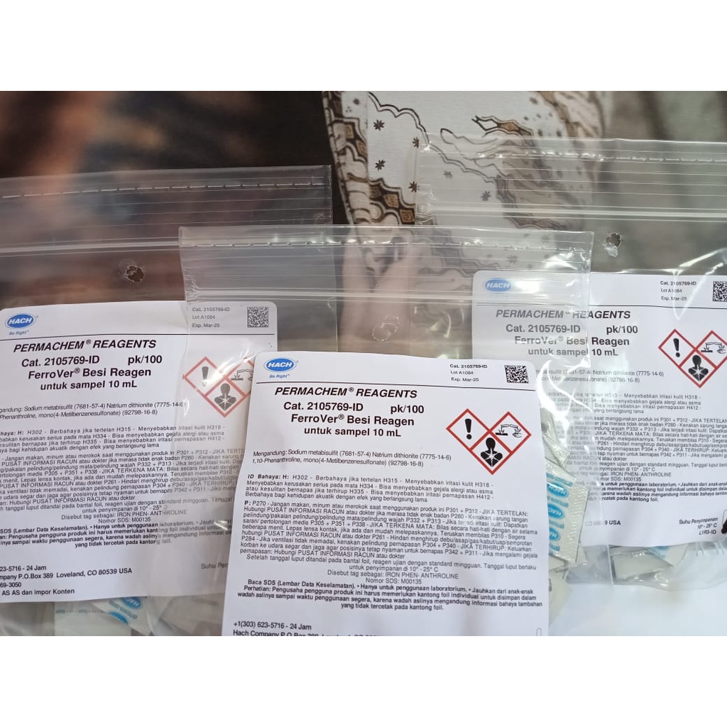 Jual HACH 2105769 FerroVer Iron Reagent Powder Pillows 10 mL | Shopee ...