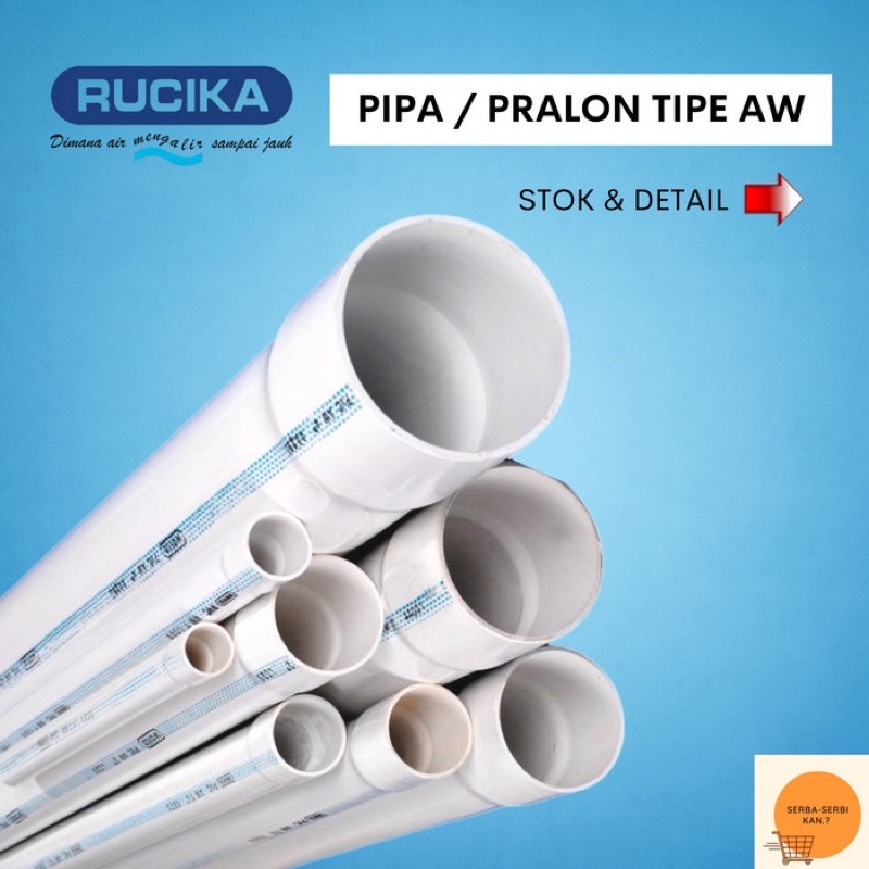 Jual Pipa Pralon PVC / Paralon Air wavin 1" AW Rucika HARGA UNTUK 1/2 meter | Shopee Indonesia